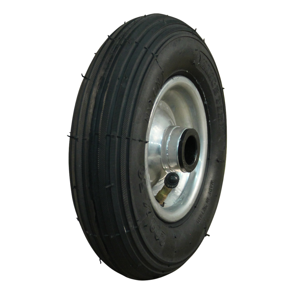 Rad Stahl, 200mm 2.00-4, Luftreifen 4PR, Rollenlager, V-5501, 20mm Achsloch - Rollers.de