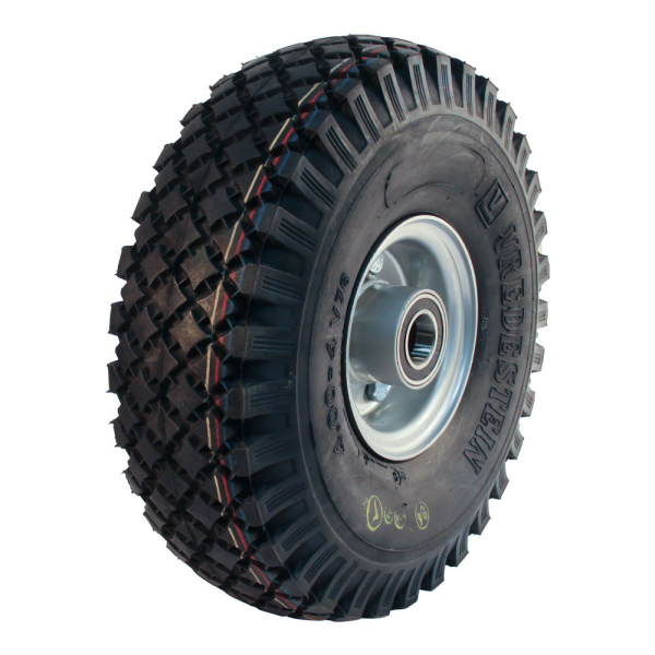 Rad Stahl, 300mm 4.00-4, Luftreifen 6PR, Kugellager, V-76, 25mm Achsloch - Rollers.de