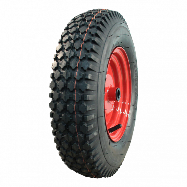 Rad Stahl, 400mm 4.80/4.00-8, Luftreifen 4PR, Rollenlager, S-2202, 25mm Achsloch - Rollers.de