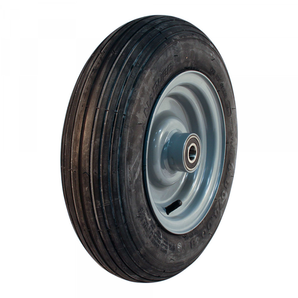 Rad Stahl, 400mm 4.80/4.00-8, Luftreifen 4PR, Kugellager, S-2301, 20mm Achsloch - Rollers.de